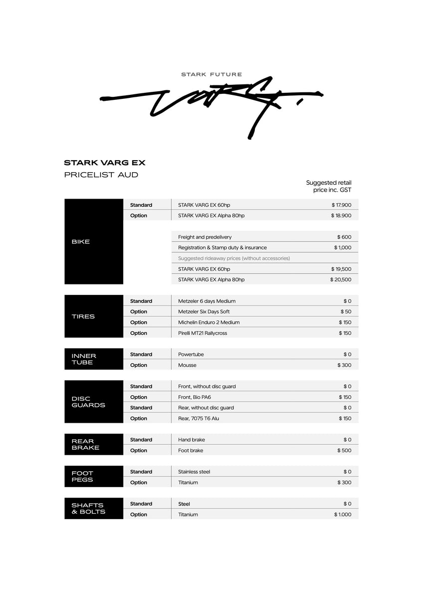 Stark VARG EX Deposit- August Delivery – Australian Electric Motor Co.